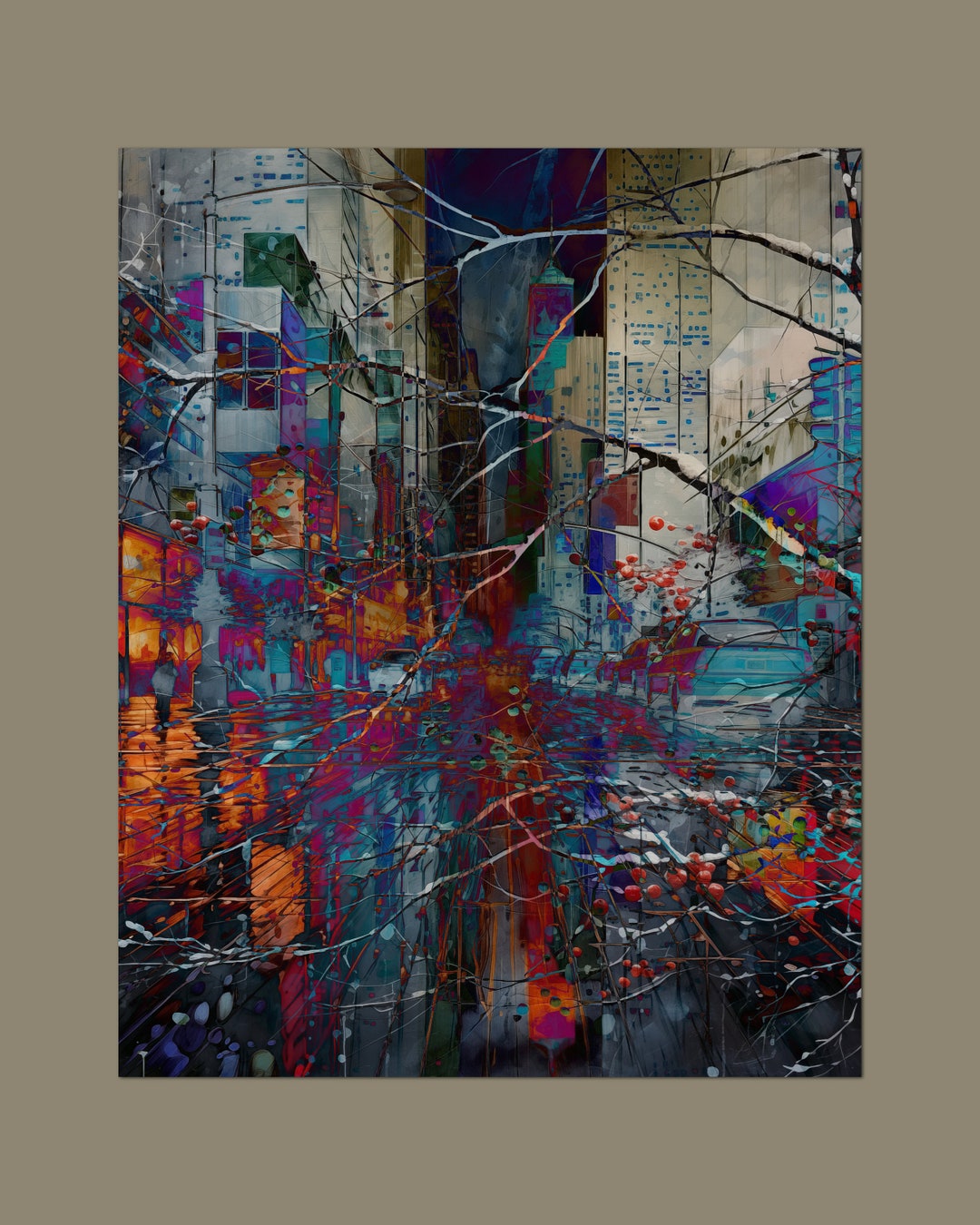 City Night-abstract Streetscape Collage Digital Print-16 X 20- Instant ...