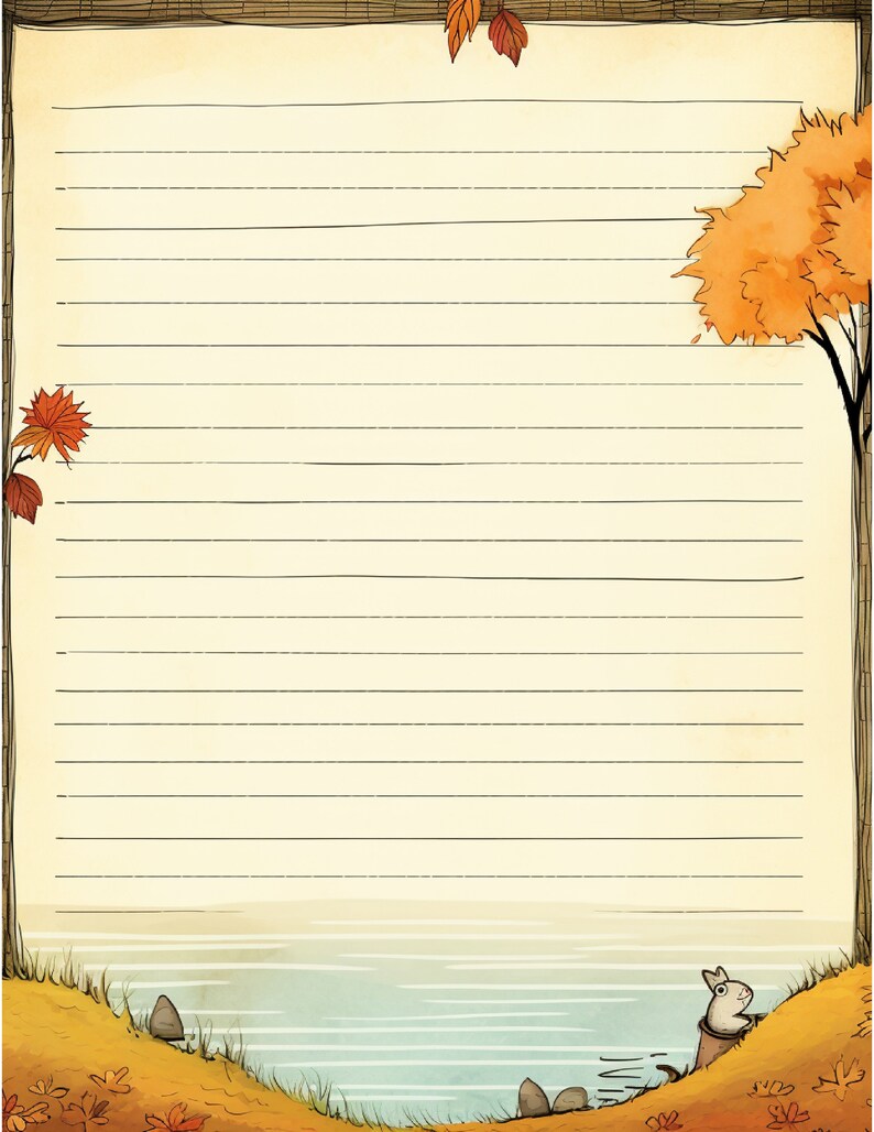Quirky Autumn Lined Journaling/stationery/scrapbooking Sheets Digital ...
