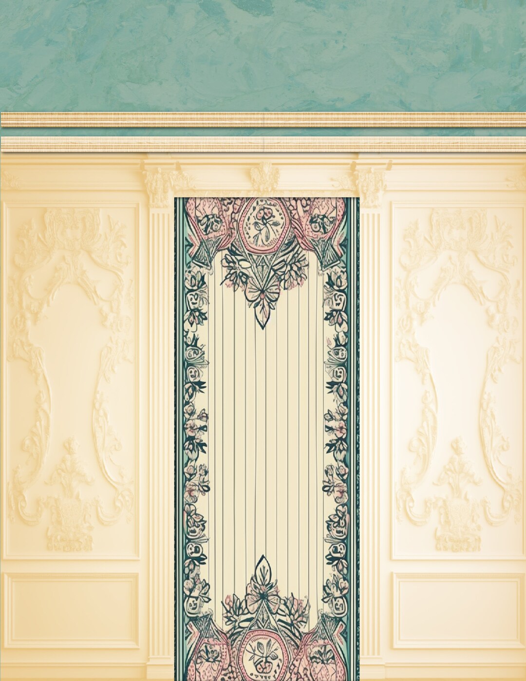 Printable Dollhouse Wallpaper, Four Victorian Wall Panels With Moulding ...