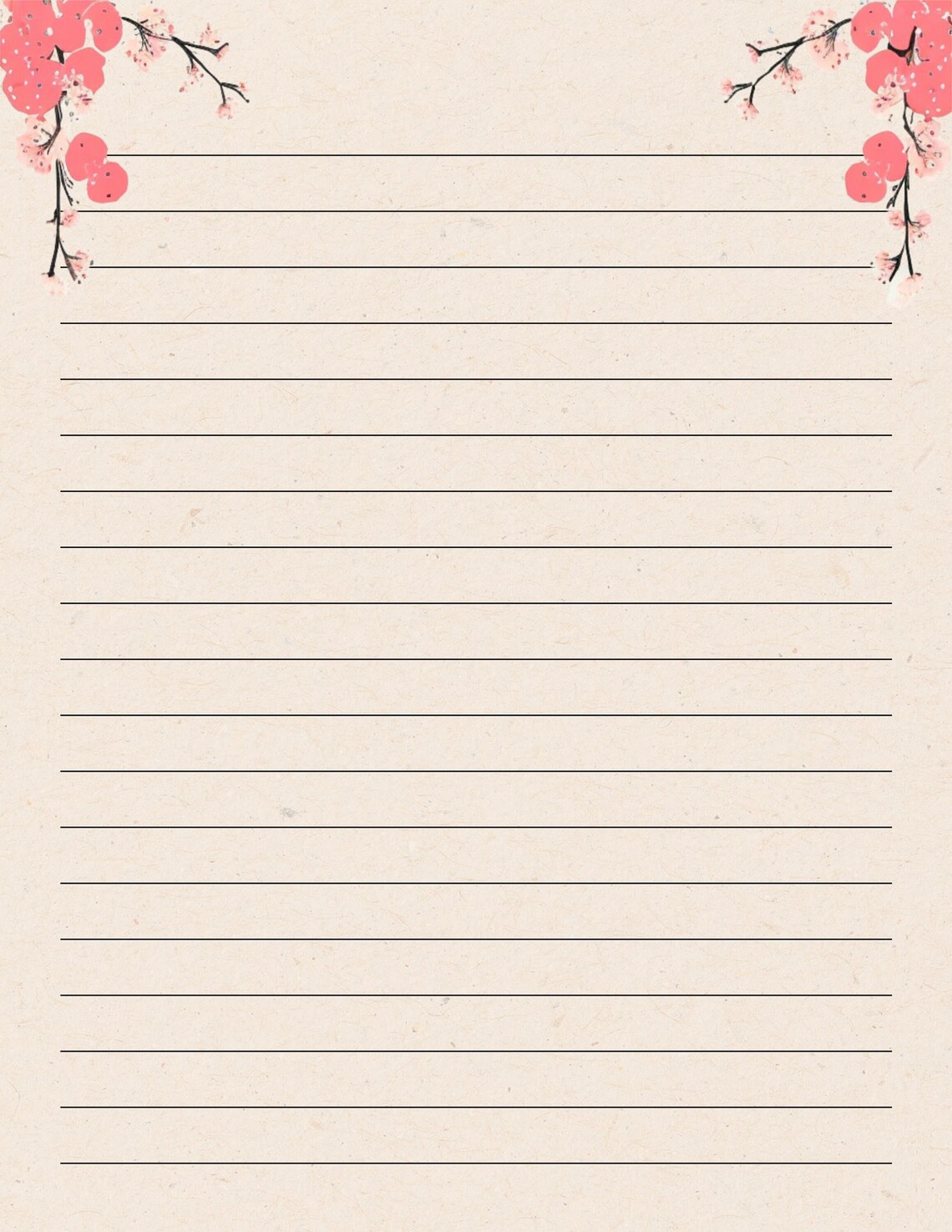 Cherry Blossoms Lined and Unlined and Plain Writing Papers--instant ...