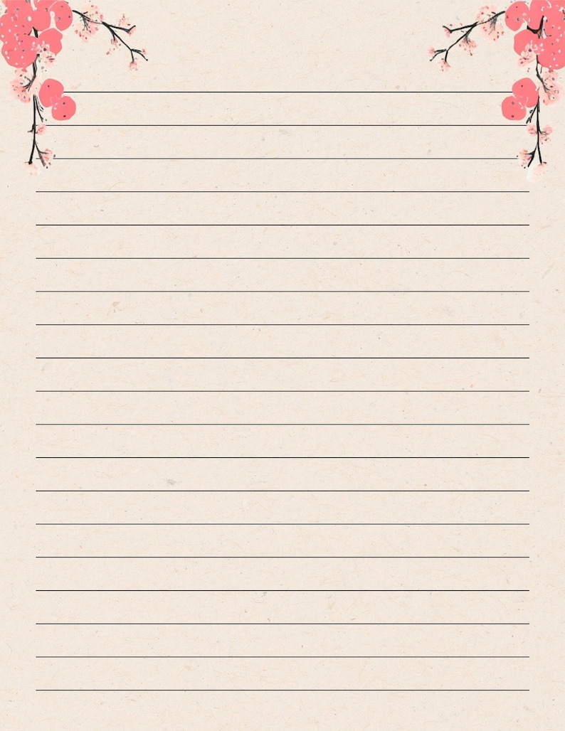 Cherry Blossoms Lined and Unlined and Plain Writing Papers--instant ...