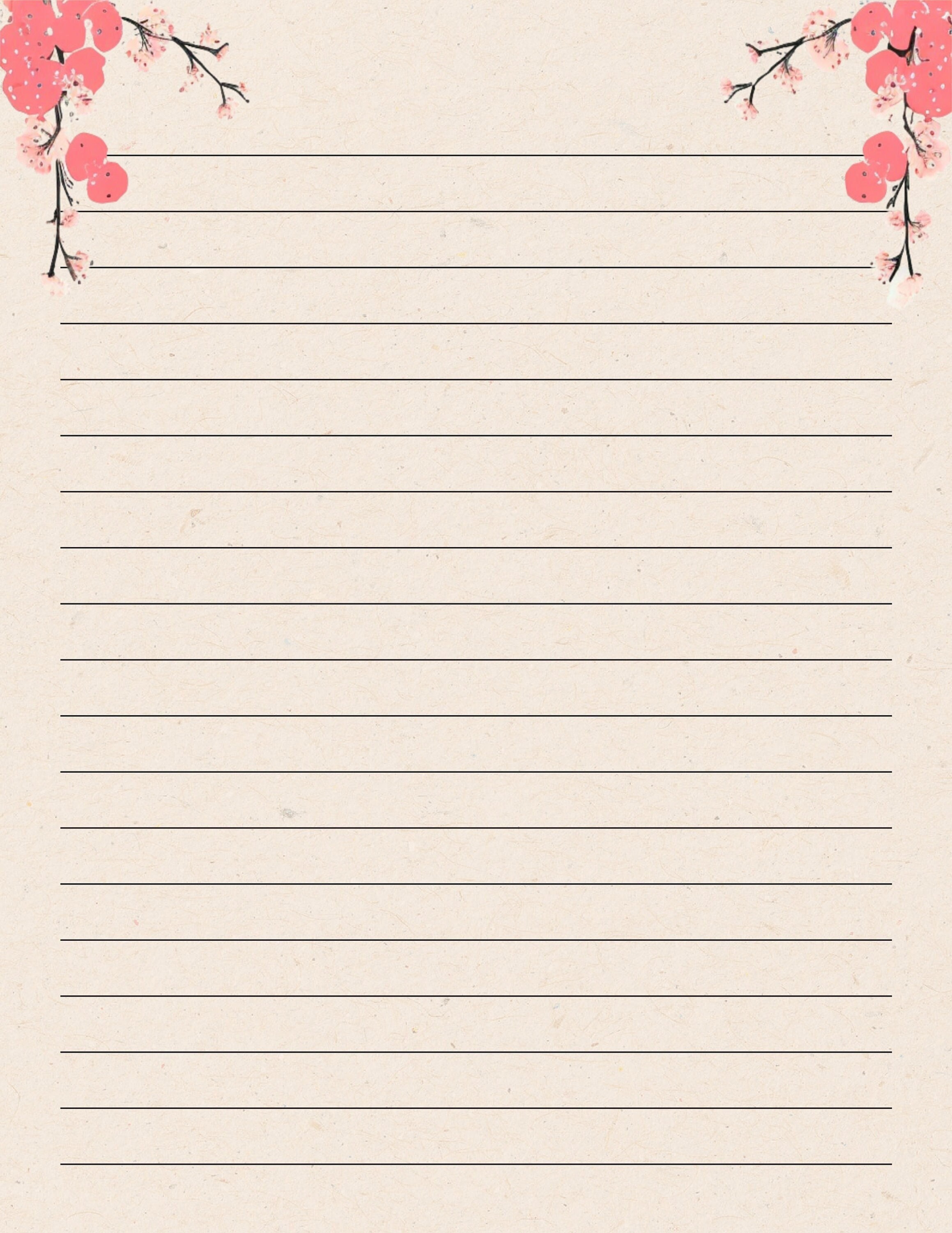 Cherry Blossoms Lined and Unlined and Plain Writing Papers--instant ...