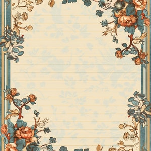 Vintage Flora Lined and Unlined Writing Papers--instant Download--8 1/2 ...