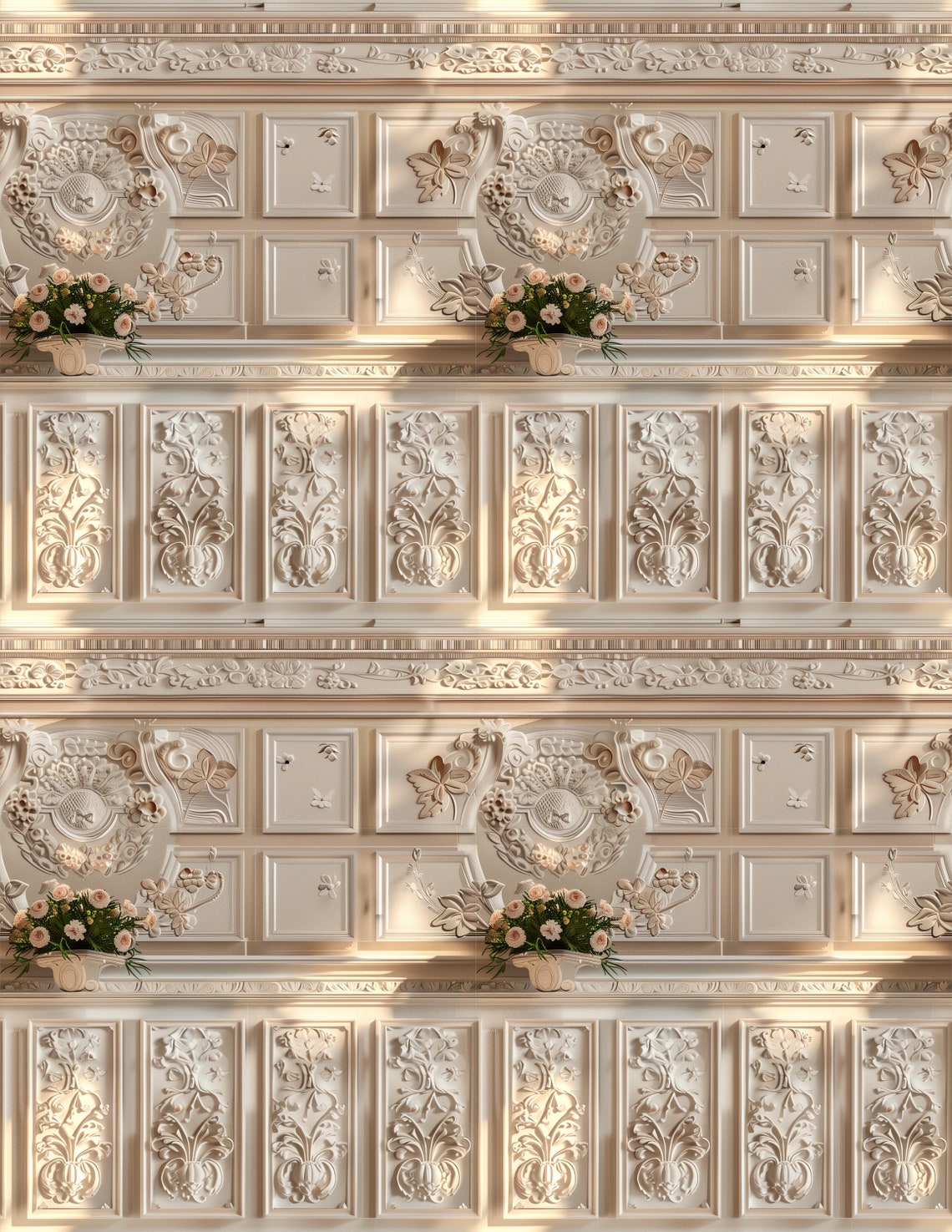 Two Rococo Plasterwork Wall Panels, Seamless, Dollhouse Wallpaperjpg ...