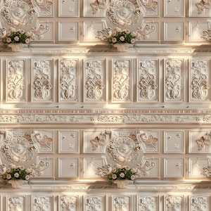 Two Rococo Plasterwork Wall Panels, Seamless, Dollhouse Wallpaper--jpg ...
