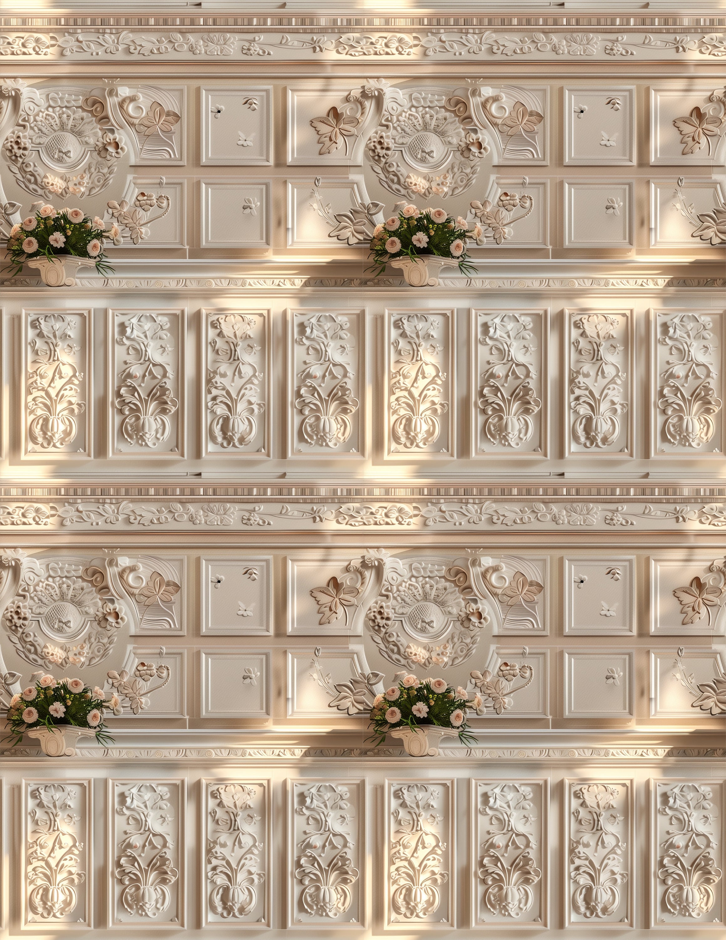 Two Rococo Plasterwork Wall Panels, Seamless, Dollhouse Wallpaperjpg ...
