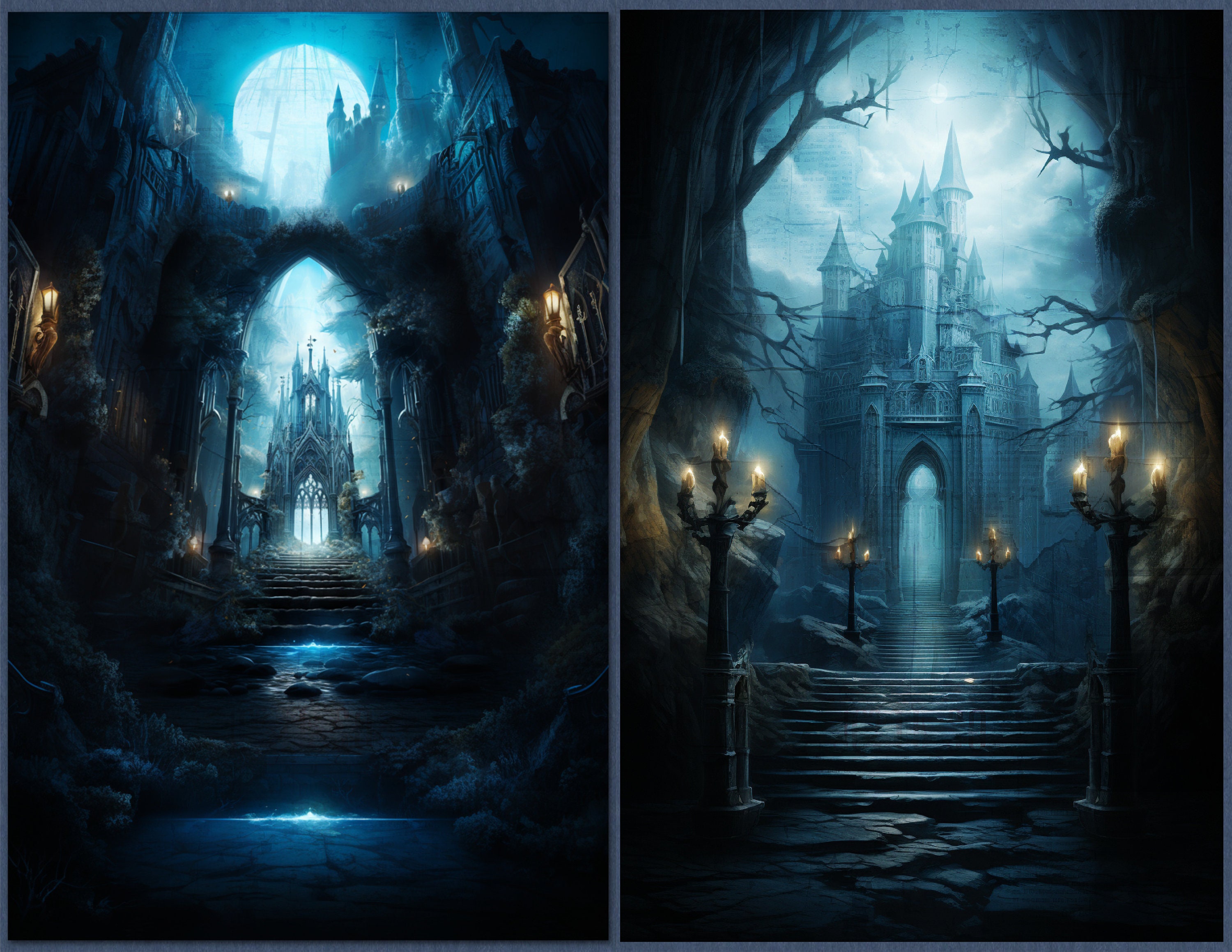 Blue Gothic Arches, Doorways, and Landscapes Junk Journal Kit Pages ...