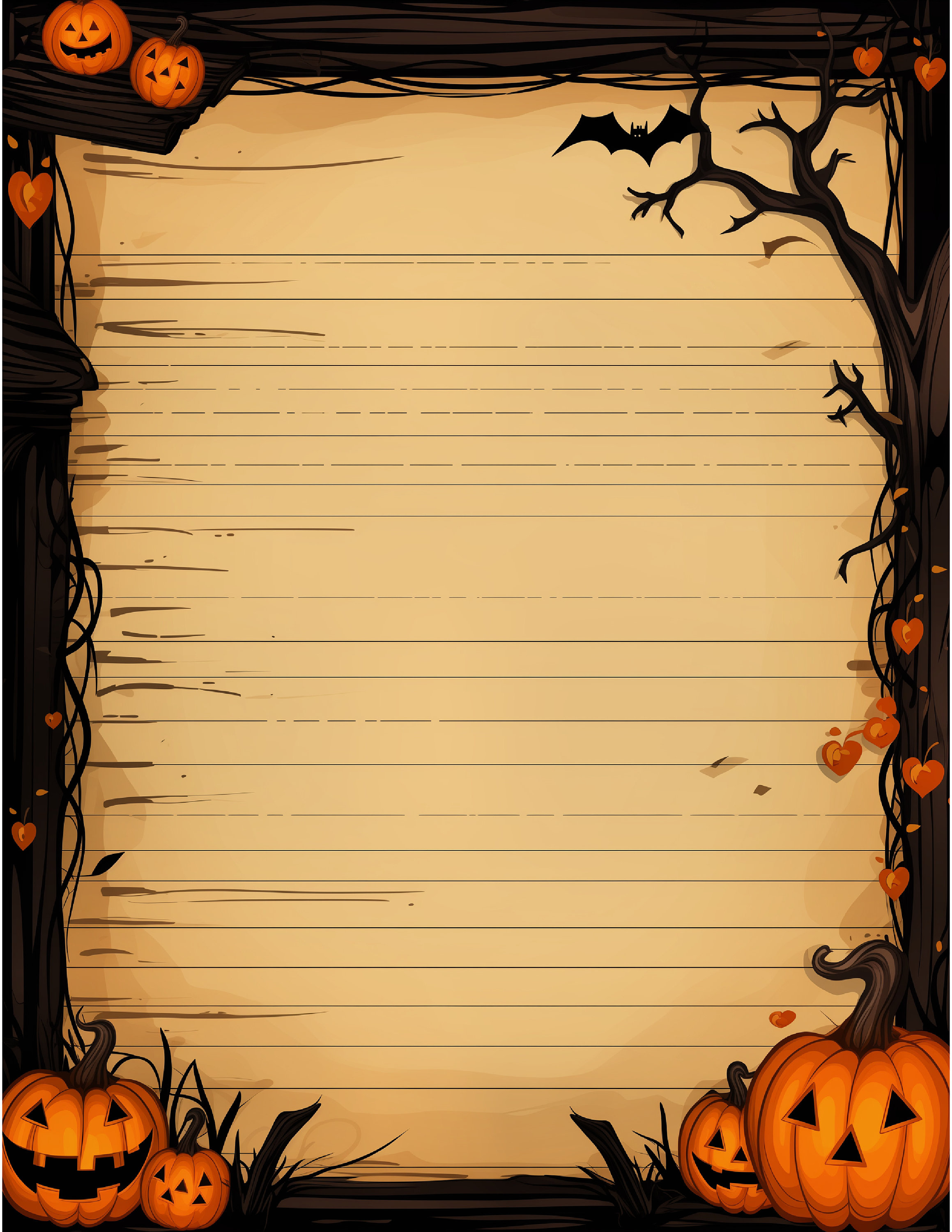 Quirky Halloween Lined Journaling/stationery/scrapbooking Sheets ...