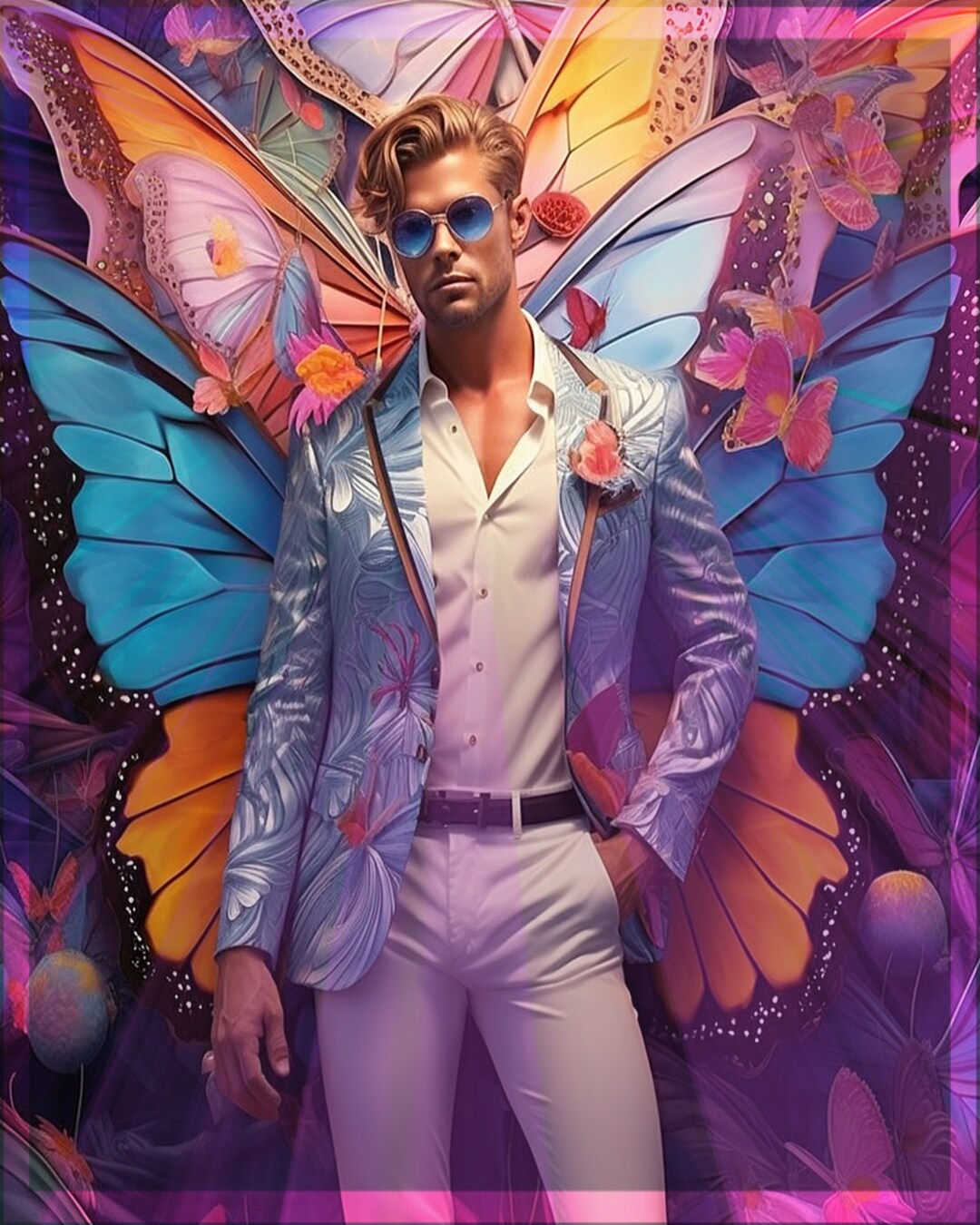 Fairy Godfather--man in a White Suit With Butterfly Wings--digital ...