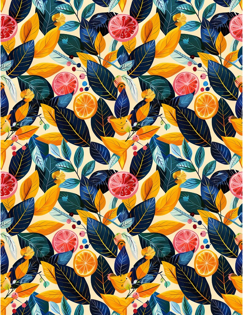 Five Quirky Citrus Digital Background Papers for Instant Download--8.5 ...