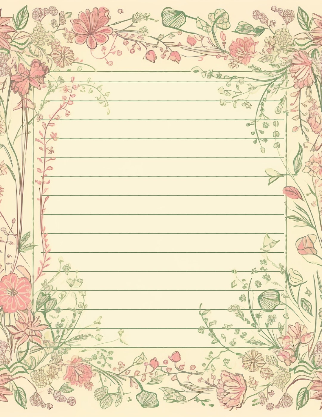 Wild Garden Lined and Unlined and Plain Writing Papers--instant ...