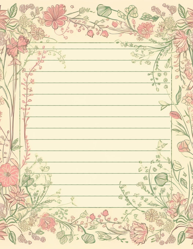Wild Garden Lined and Unlined and Plain Writing Papers--instant ...