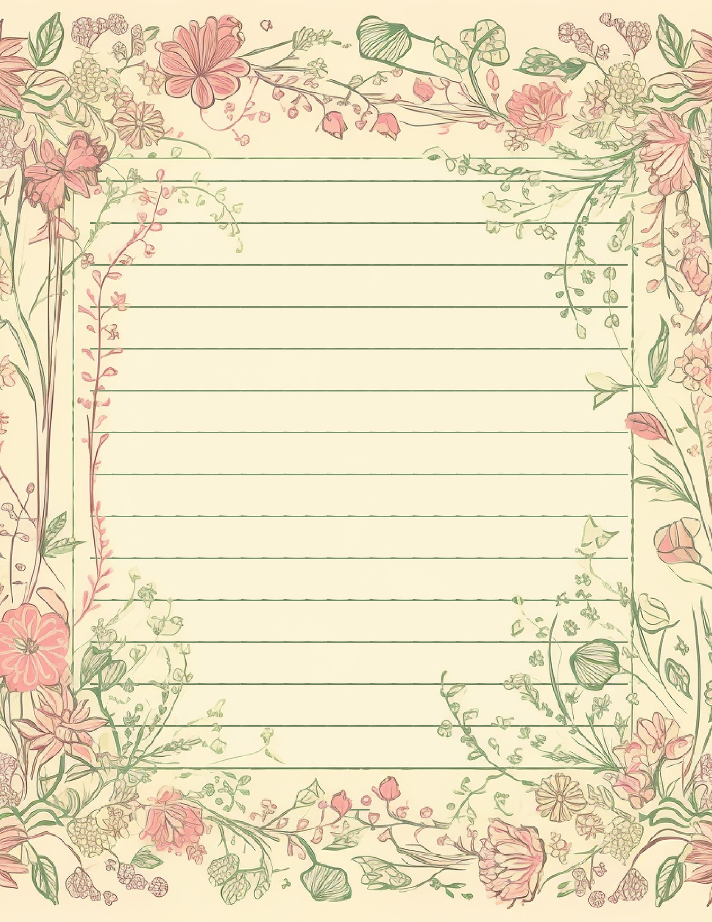 Wild Garden Lined and Unlined and Plain Writing Papers--instant ...