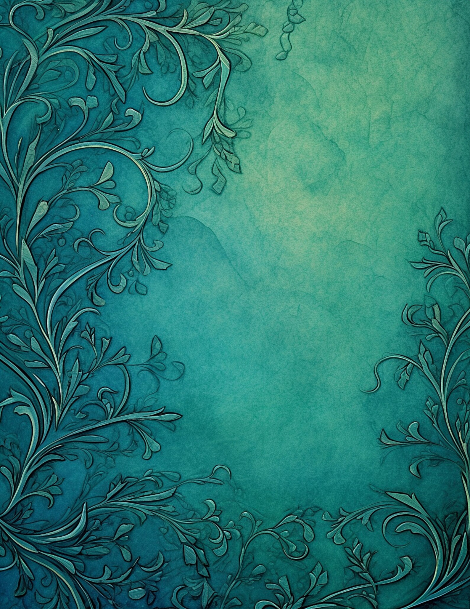 Five Beautiful Blue Green Journaling/stationery/scrapbooking Sheets - Etsy