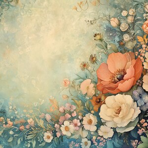 Dollar Pagesfive Victorian Floral Landscape Background/journaling ...