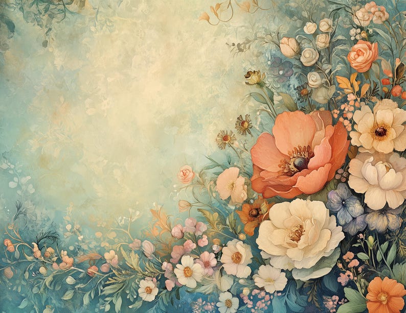 Dollar Pages--five Victorian Floral Landscape Background/journaling ...