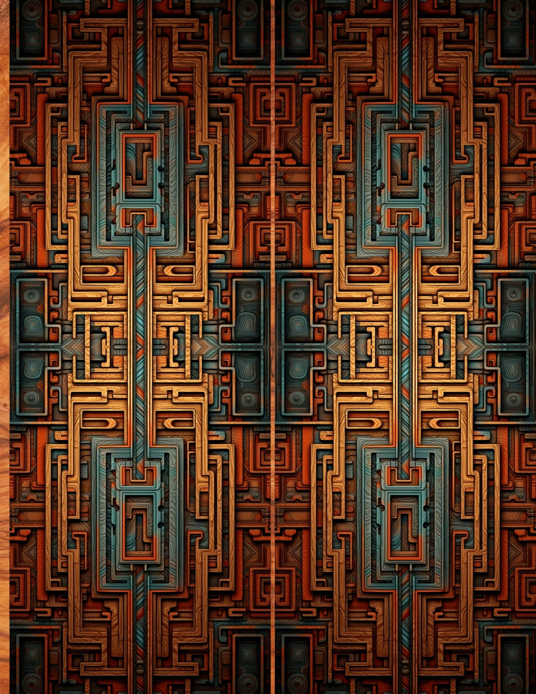 Printable Dollhouse Wallpaper, Art Deco Inlay Veneered Panels, Two ...