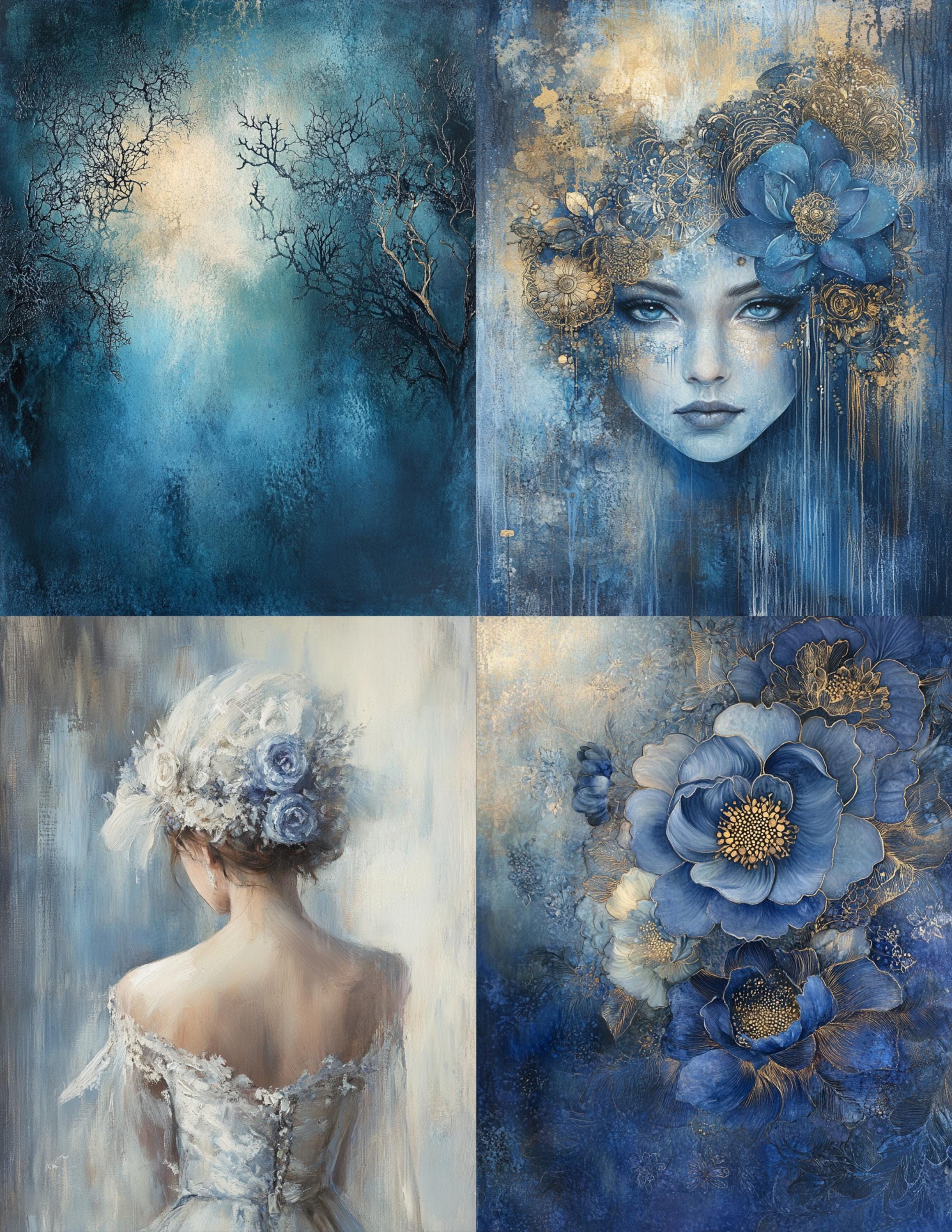 Wild Blue Paper Scrap Pack--five Sheets of Scrapbooking/crafting Papers ...