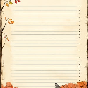Quirky Autumn Lined Journaling/stationery/scrapbooking Sheets Digital ...