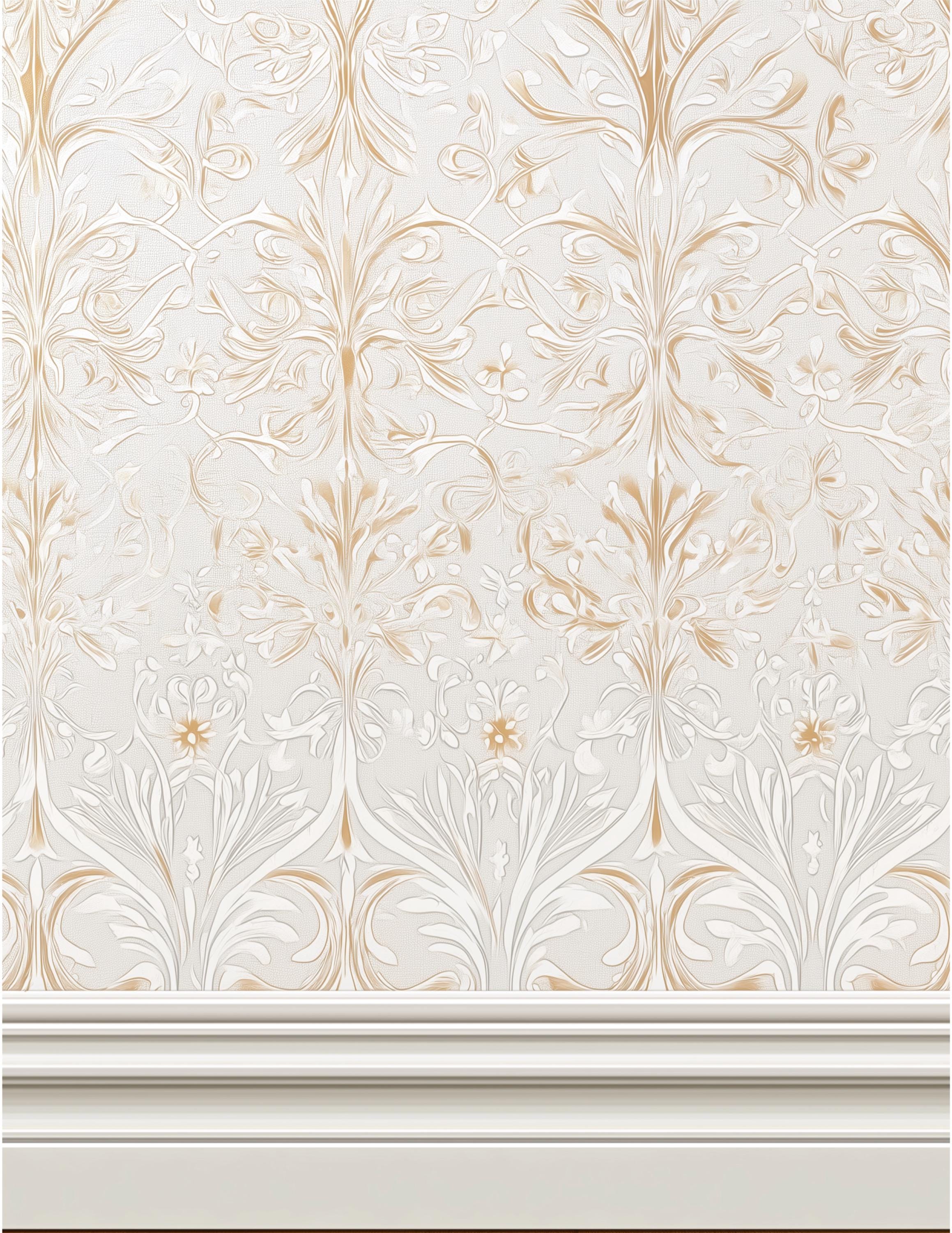 Dollhouse Wallpaper, Carved Moulding and Elaborate Wallpaper in Cream ...