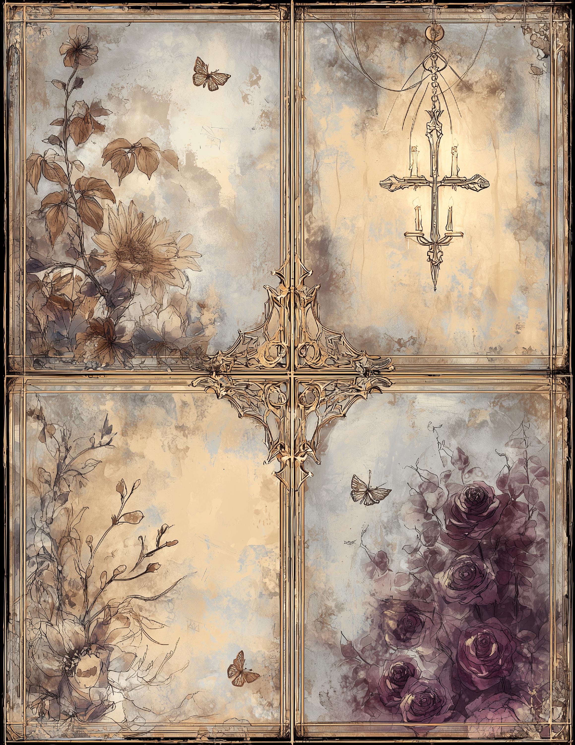 Gothic Romance Paper Scrap Pack--five Sheets of Scrapbooking/crafting ...