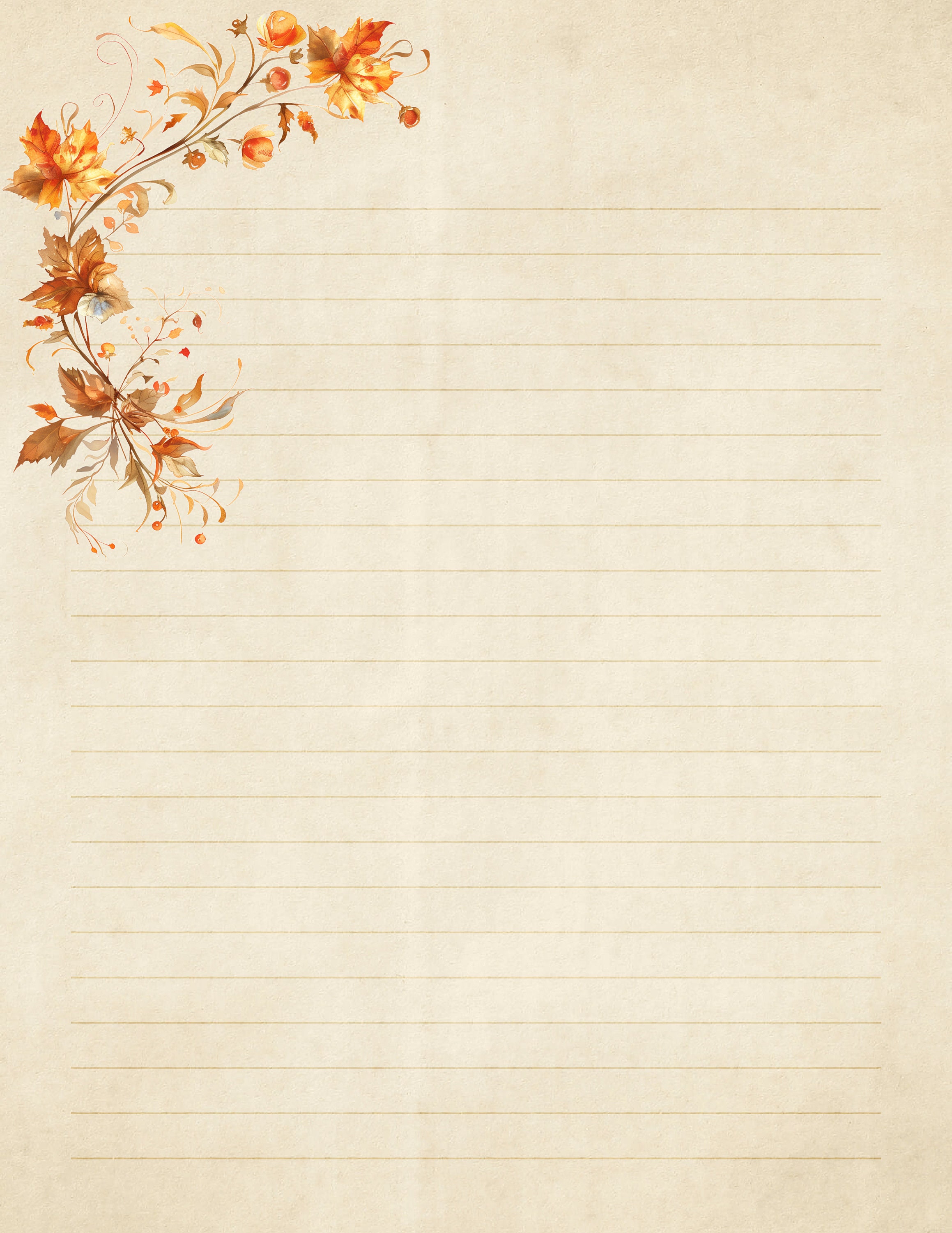 Autumn Scroll Lined, Unlined, and Plain Writing Papers - Etsy