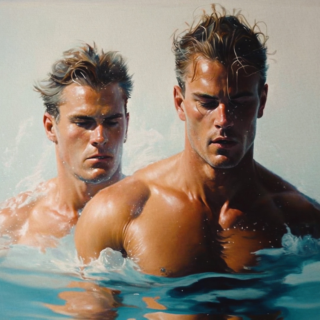 Two Young Men Swimming--10 X 10--digital Print--instant Download - Etsy