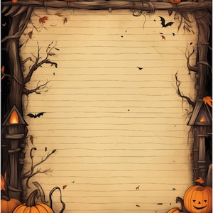 Quirky Halloween Lined Journaling/stationery/scrapbooking Sheets ...