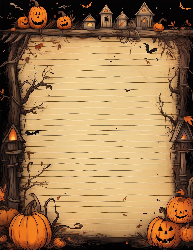 Quirky Halloween Lined Journaling/stationery/scrapbooking Sheets ...