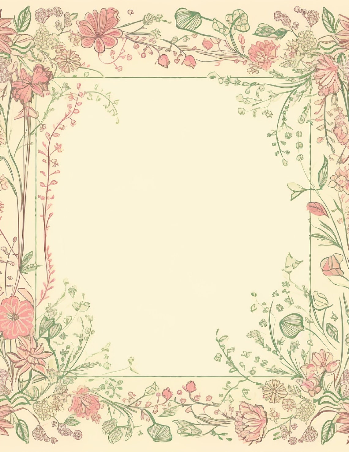 Wild Garden Lined and Unlined and Plain Writing Papers--instant ...