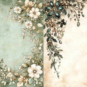 Dollar Pages--green Flower Jewel--300 DPI--10 Pages--5 Sheets - Etsy