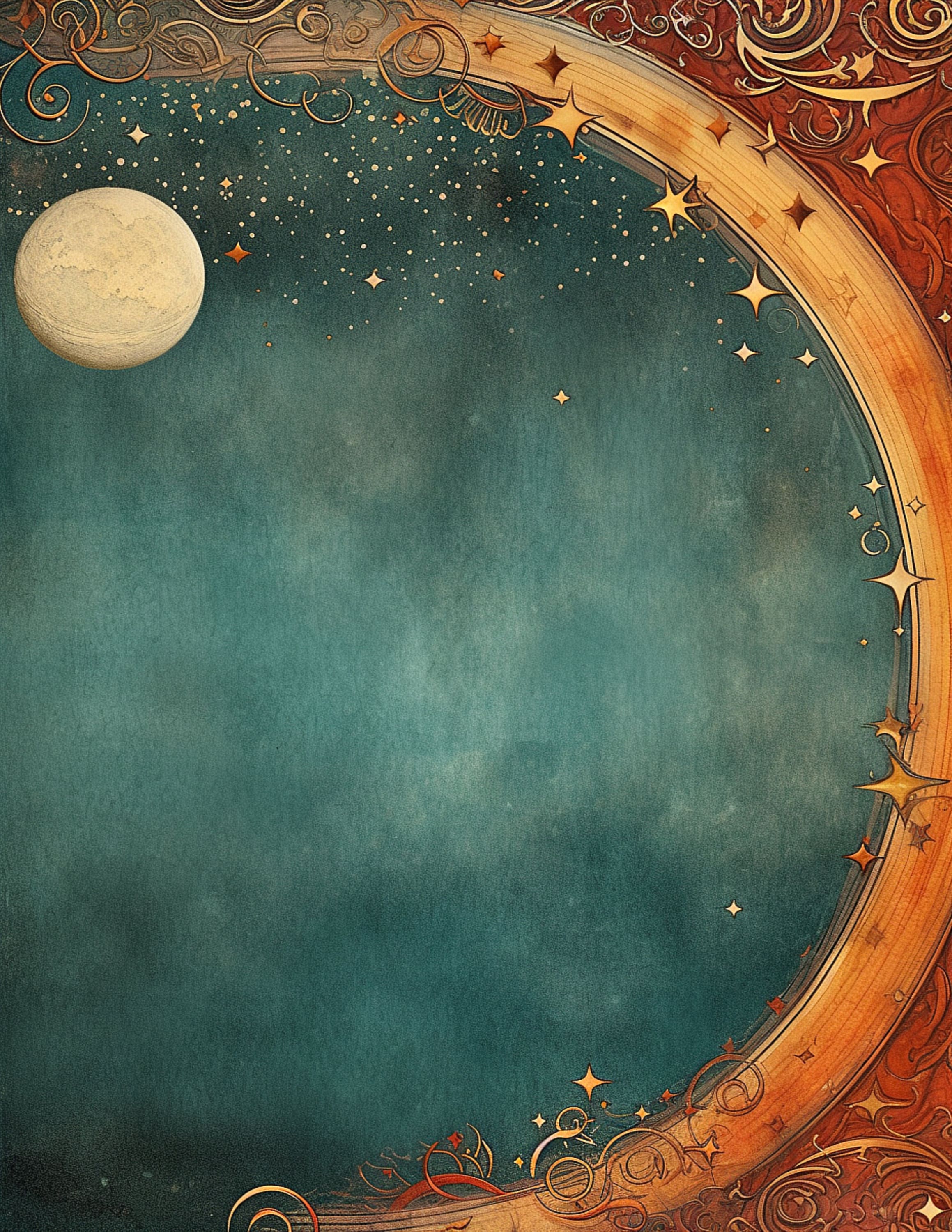 Five Elegant Celestial Journaling/stationery/scrapbooking Sheets ...