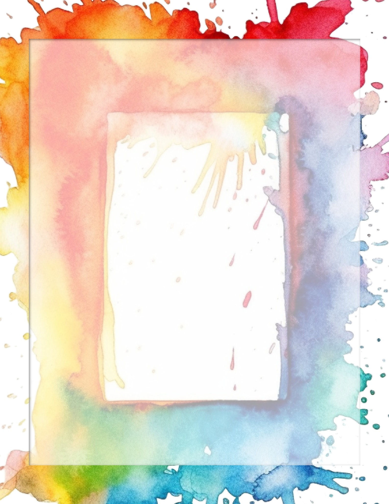 Rainbow Watercolor Lined and Unlined and Plain Writing Papers--instant ...