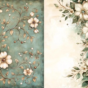 Dollar Pages--green Flower Jewel--300 DPI--10 Pages--5 Sheets - Etsy