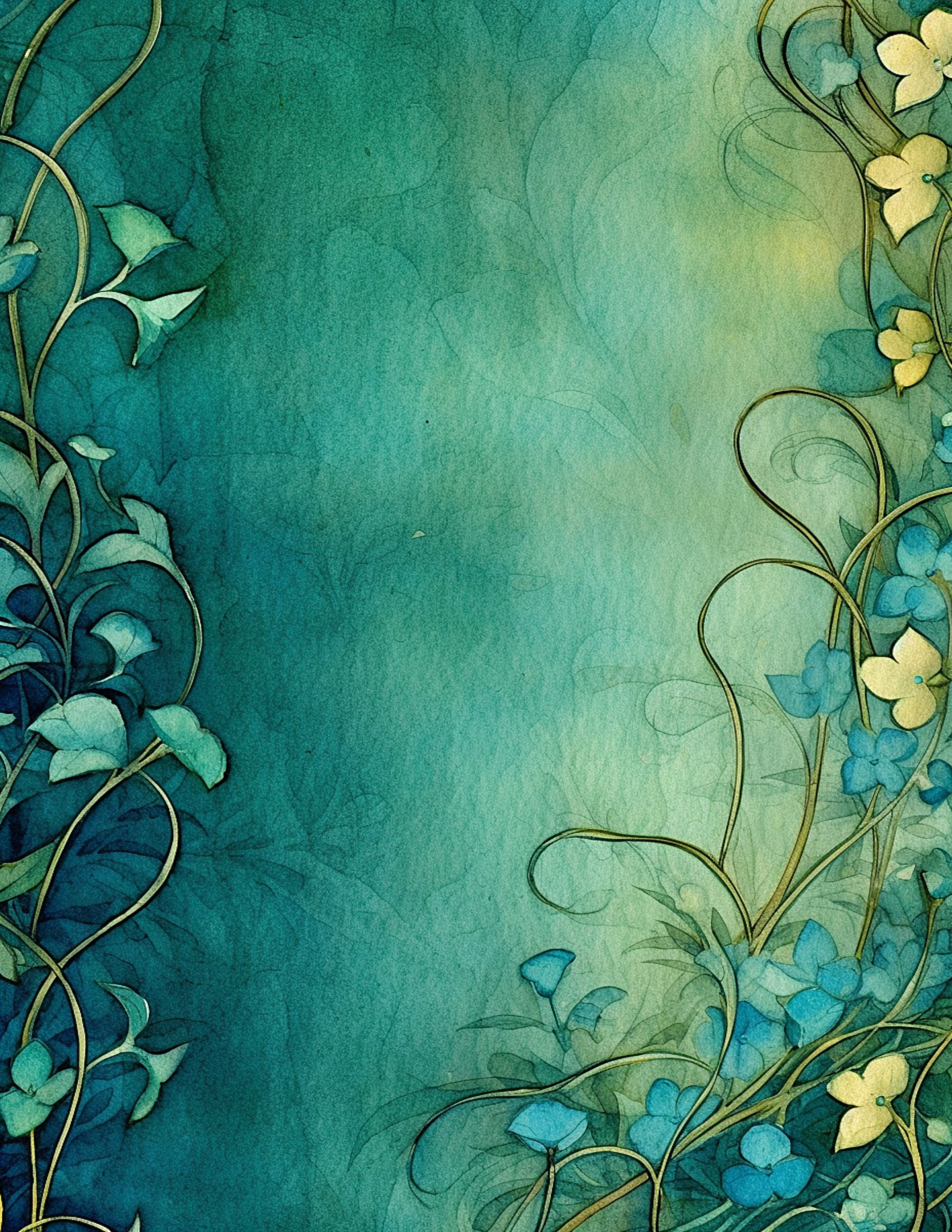 Five Beautiful Blue Green Journaling/stationery/scrapbooking Sheets - Etsy