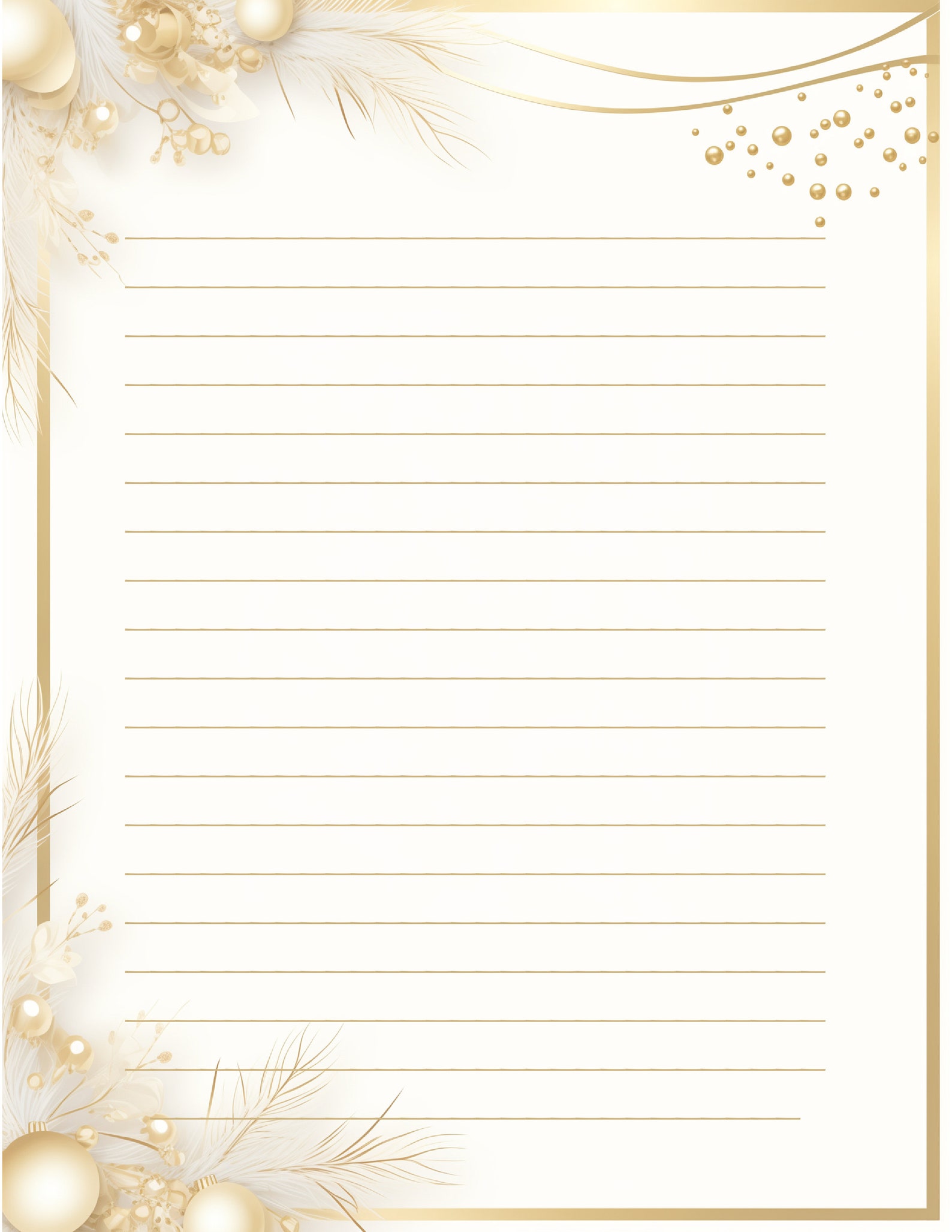 Golden Christmas Lined and Unlined and Writing Papers--two Designs ...