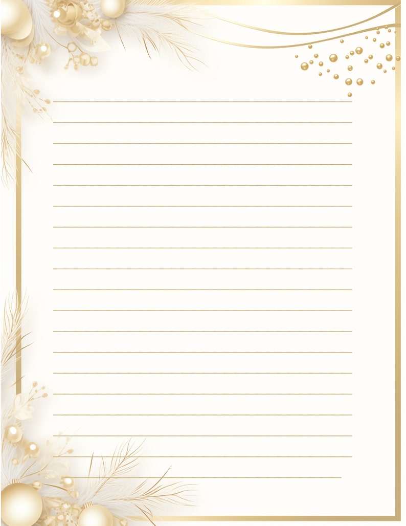 Golden Christmas Lined and Unlined and Writing Papers--two Designs ...