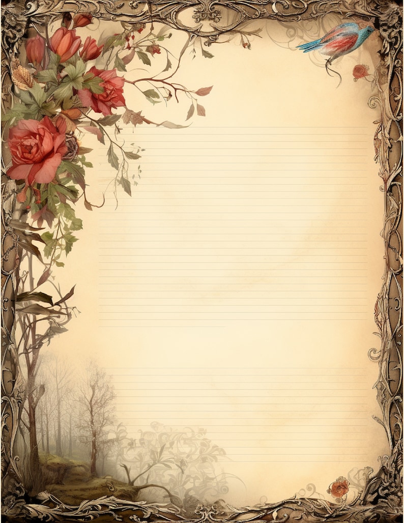 Five Wistful Vintage Journaling/stationery/scrapbooking Sheets Digital ...