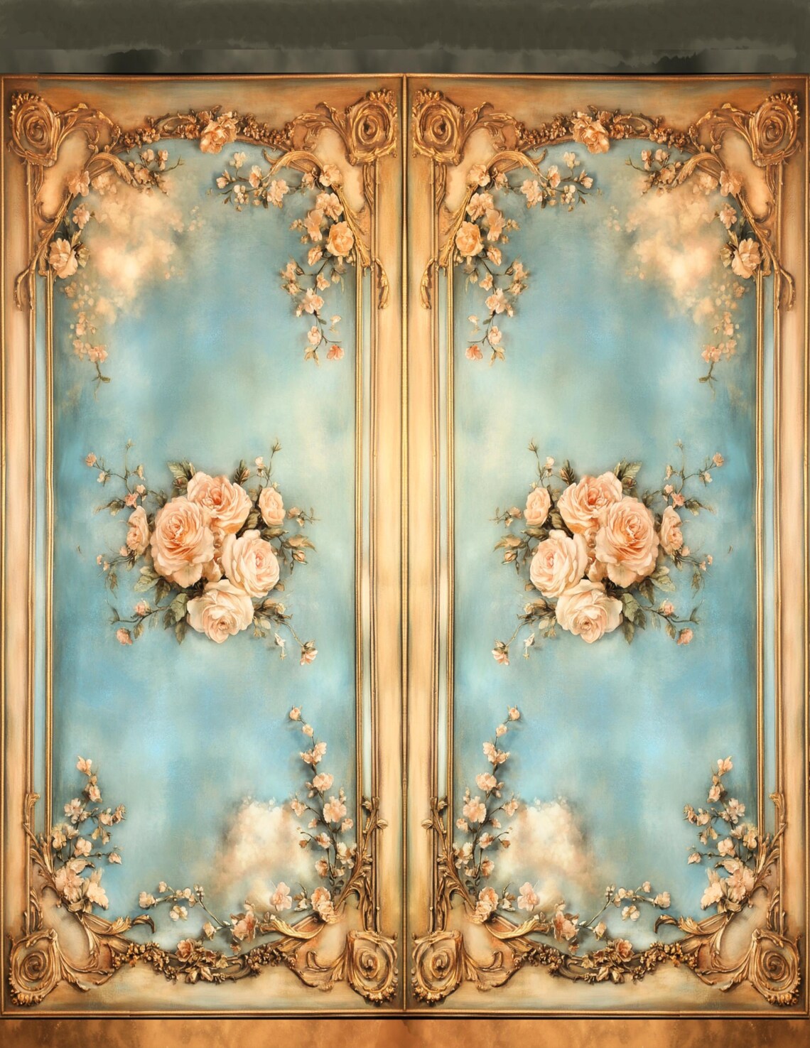 Dollhouse Wallpaper, Two Elaborate Gilt Rococo Palace Style Panels--jpg ...