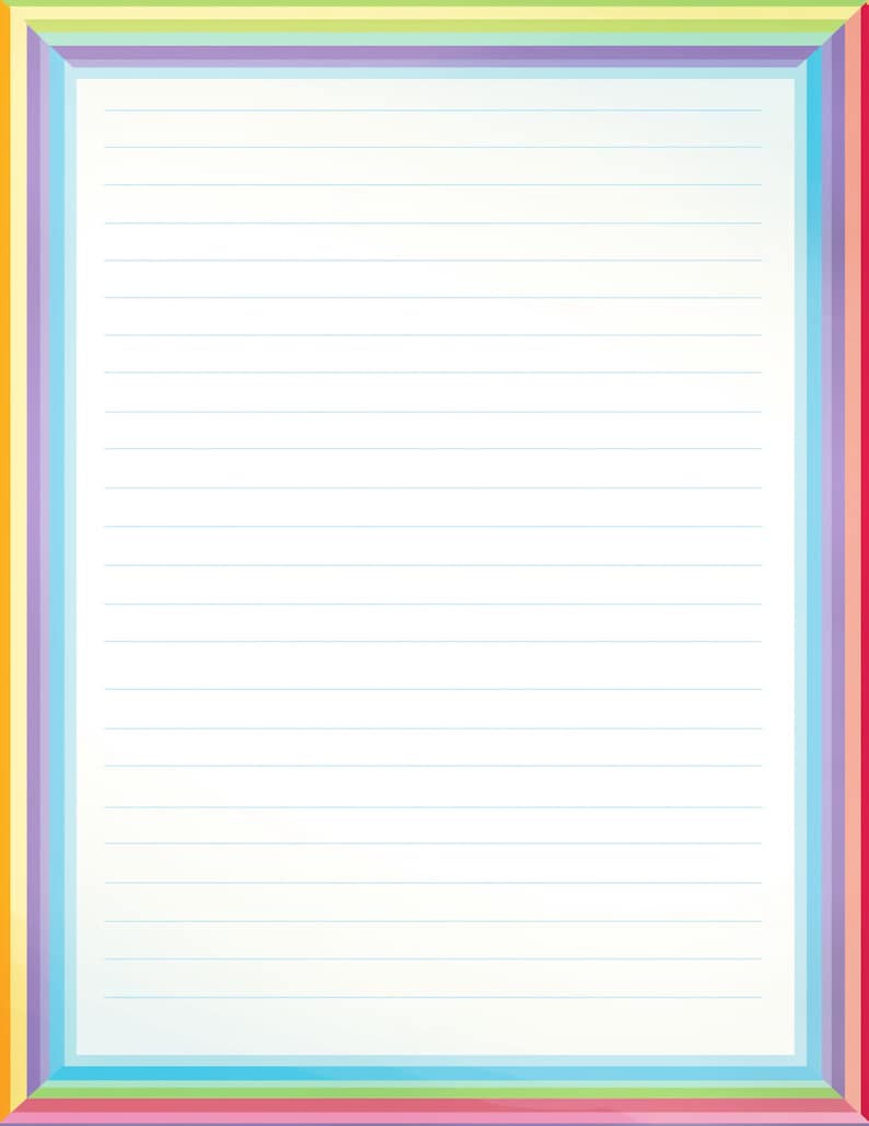 Retro Rainbow Lined Writing/background Papers--instant Download--8 1/2 ...