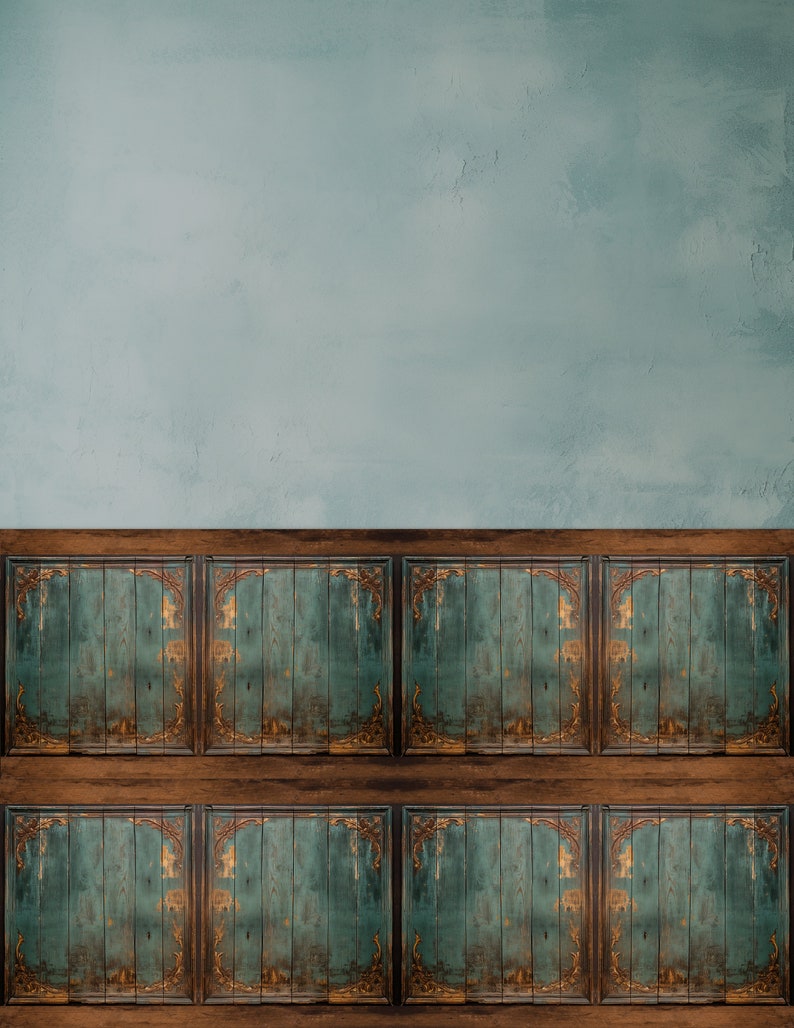 Dollhouse Wallpaper, Carved and Painted Paneling and Plaster. Blue ...