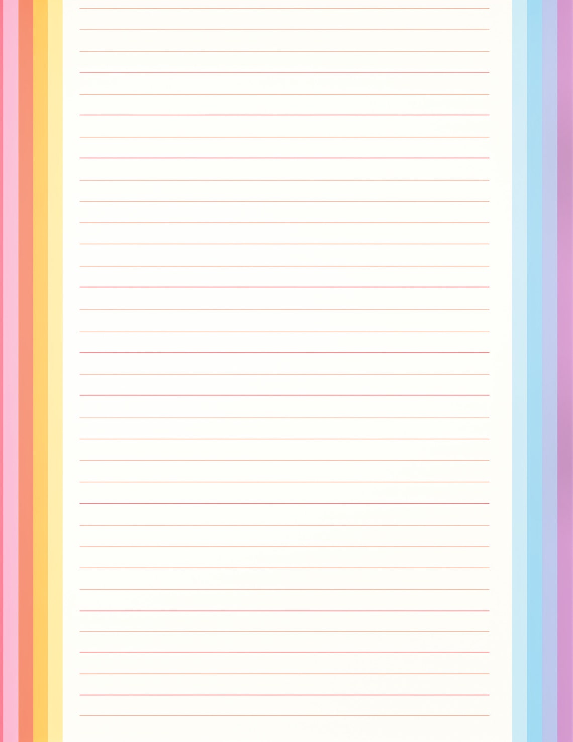 Retro Rainbow Lined Writing/background Papers--instant Download--8 1/2 ...