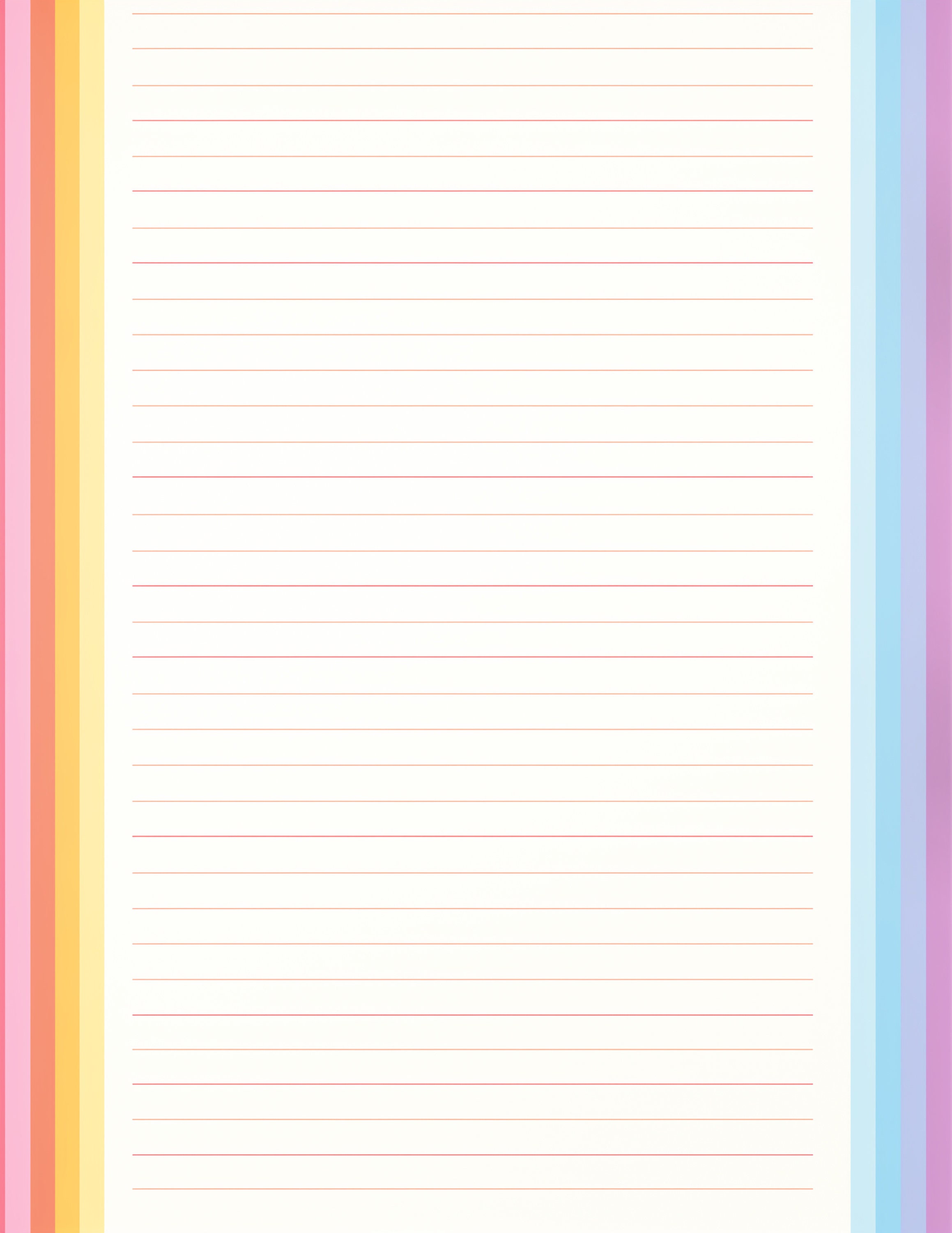 Retro Rainbow Lined Writing/background Papers--instant Download--8 1/2 ...