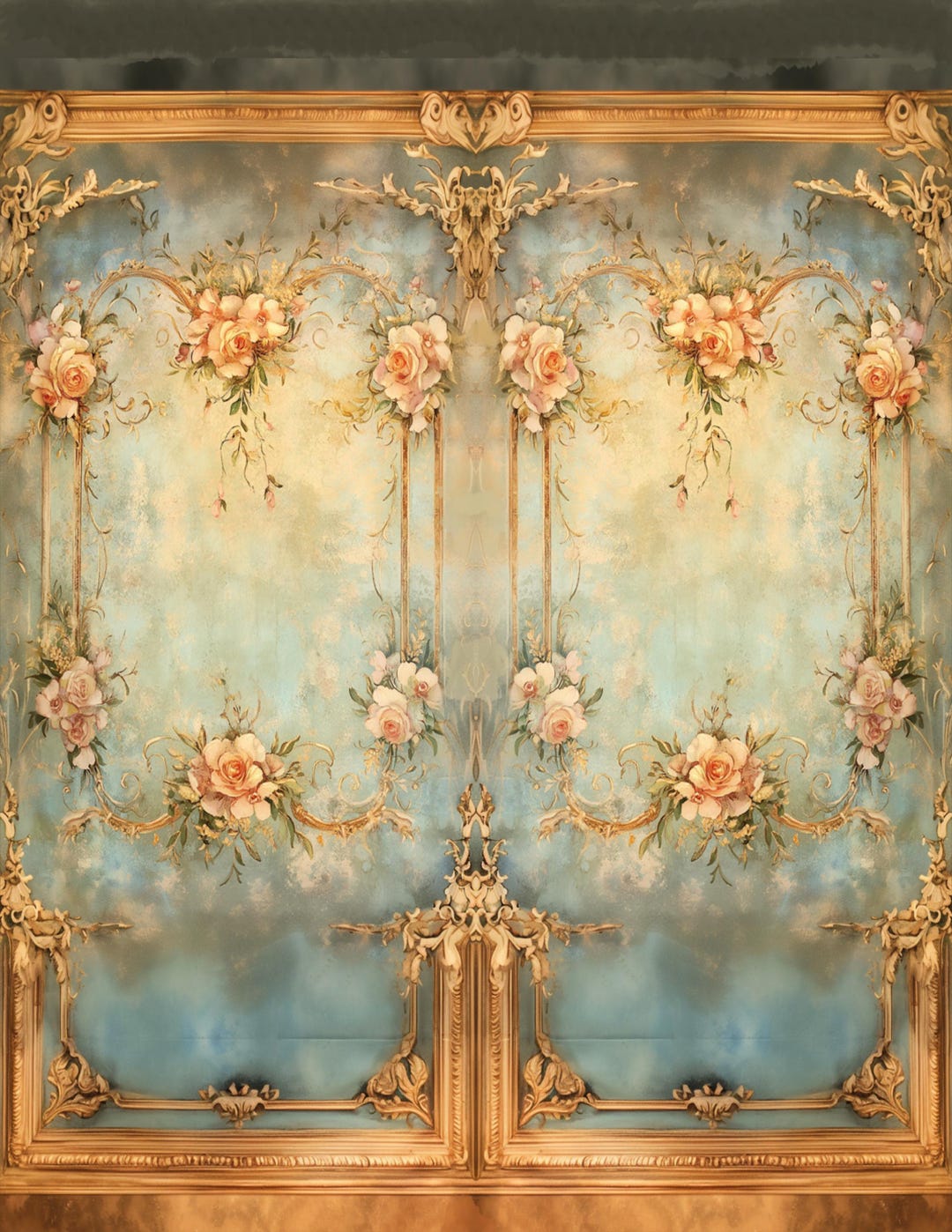 Dollhouse Wallpaper, Two Elaborate Gilt Rococo Palace Style Panels--jpg ...
