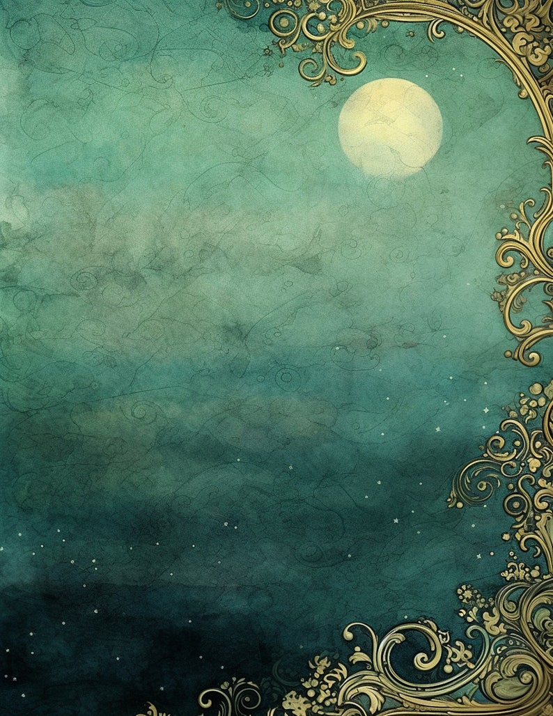 Five Elegant Celestial Journaling/stationery/scrapbooking Sheets ...