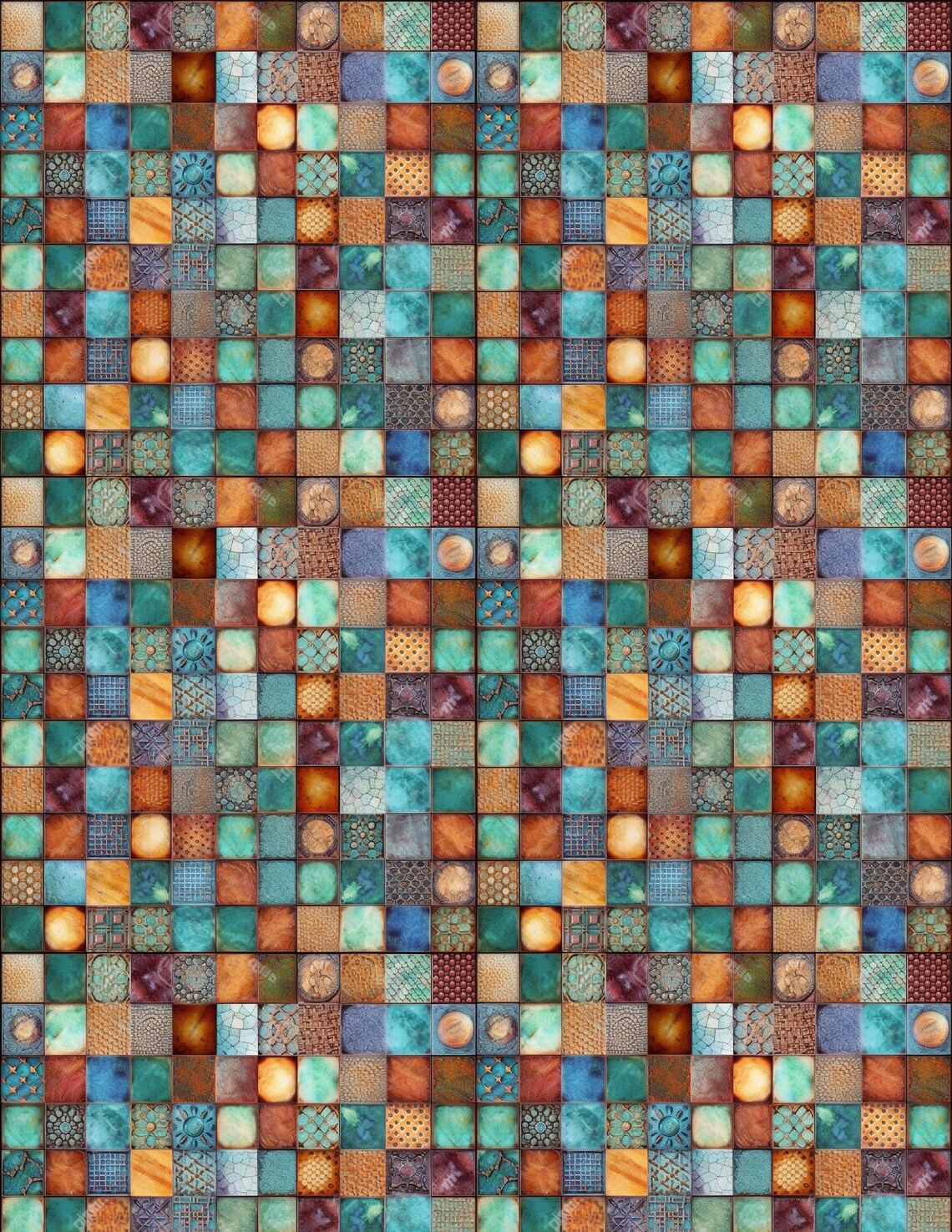 Printable Dollhouse Flooring/wall Tile Five Grouted Art Mosaic Patterns ...