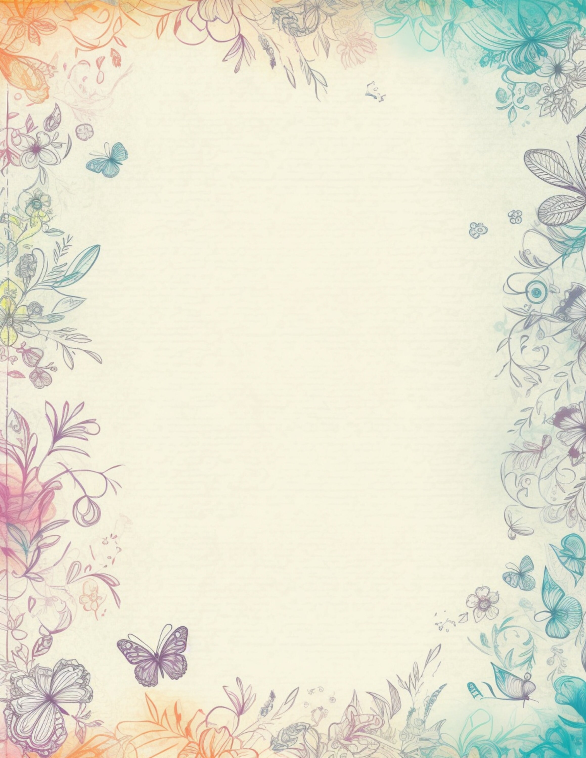 Five Colorful Butterfly Journaling/stationery Sheets - Etsy