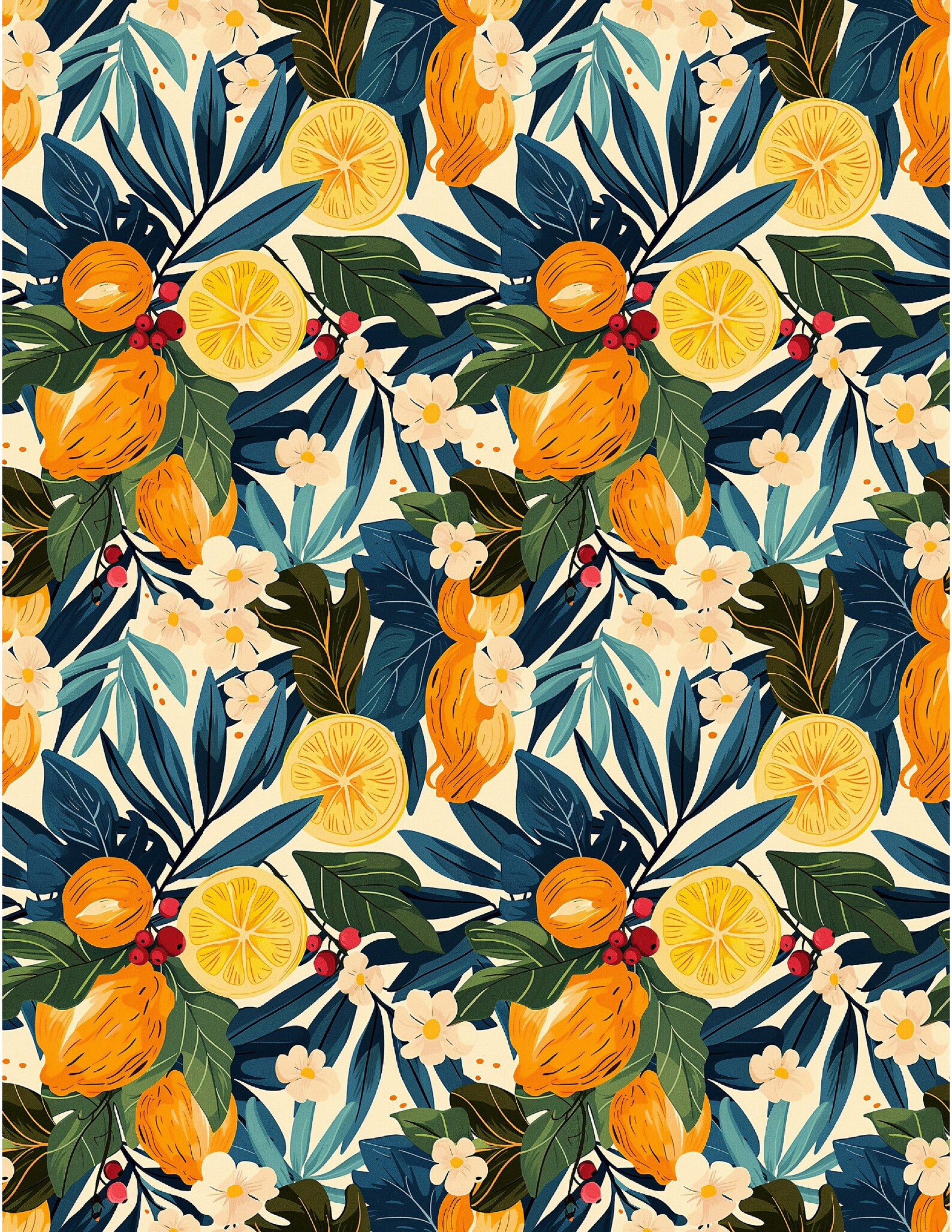 Five Quirky Citrus Digital Background Papers for Instant Download--8.5 ...