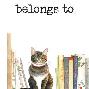 Pair of Cat on Bookshelf Bookplates to Print at Home--jpg Files - Etsy