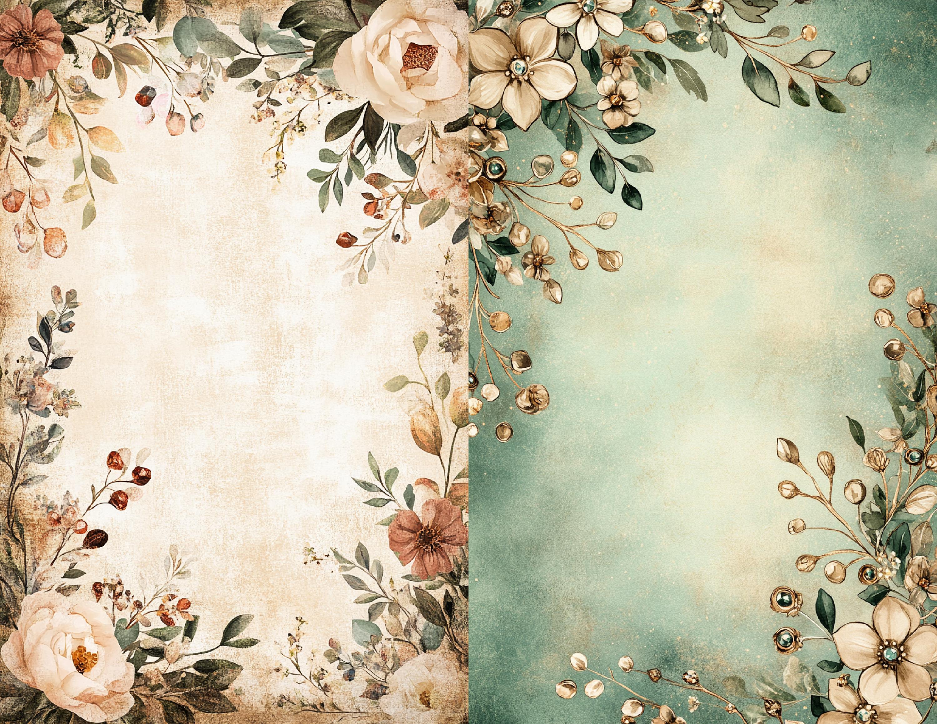 Dollar Pages--green Flower Jewel--300 DPI--10 Pages--5 Sheets - Etsy